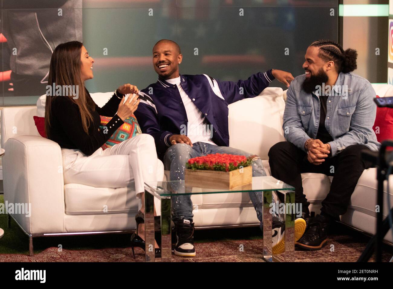 MIAMI, FL - NOV 7: Maite Interiano, actor Michael B Jordan and producer ...