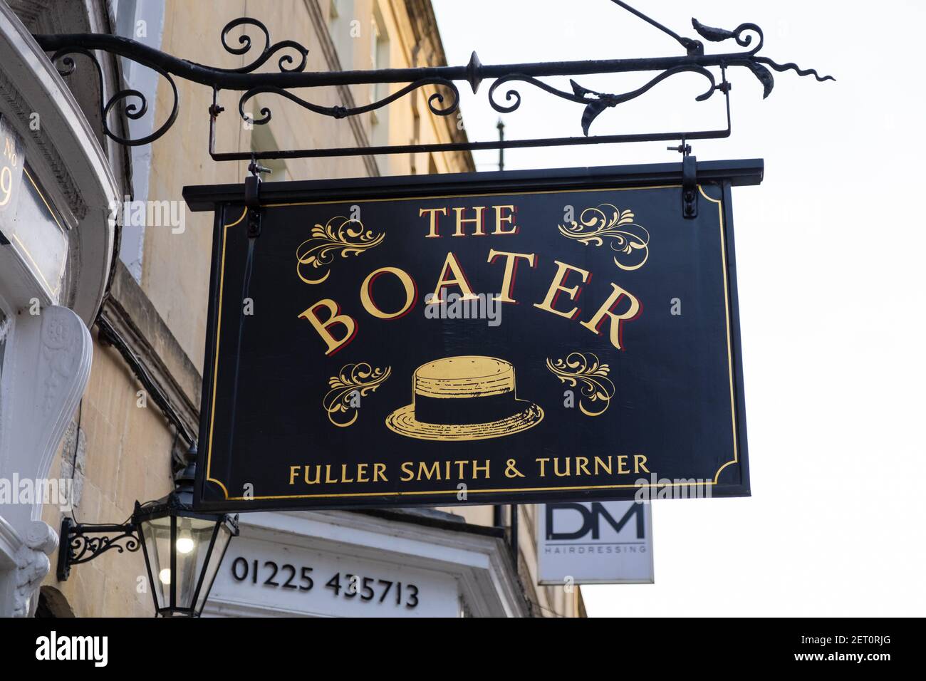 The boater sign, fuller smith & turner, bath, somerset, uk Stock Photo ...