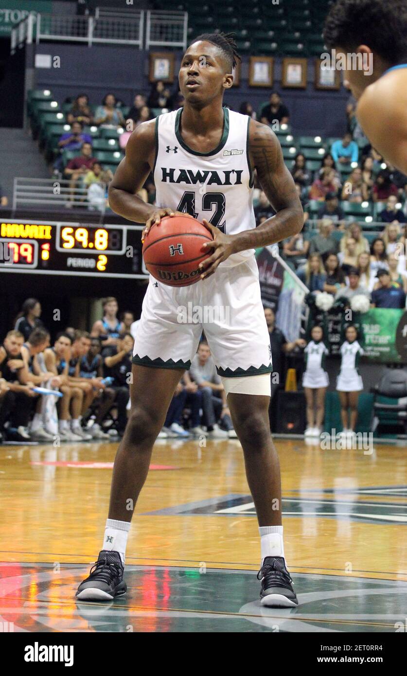 November 2, 2018 - Hawaii Rainbow Warriors guard Justin Hemsley #42 ...