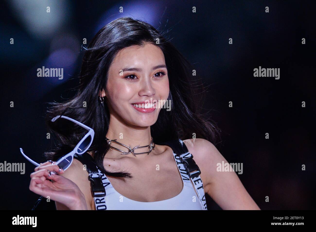 Model Ming Xi on the runway during the 2018 Victoria’s Secret Fashion ...