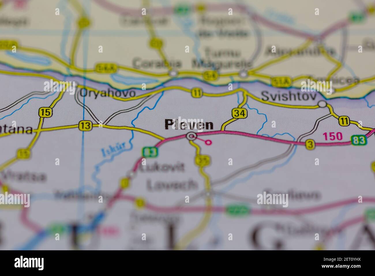 Pleven Shown on a road map or Geography map Stock Photo - Alamy