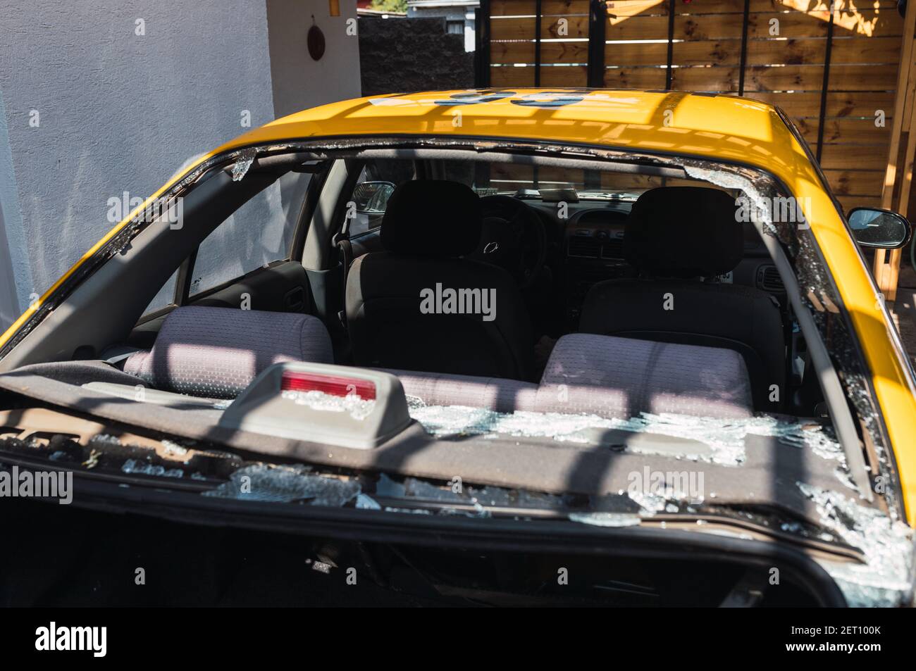 A broken car after an accident Stock Photo - Alamy