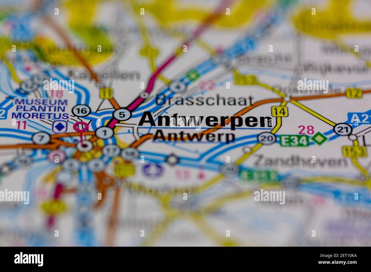 Antwerp Shown on a road map or Geography map Stock Photo - Alamy
