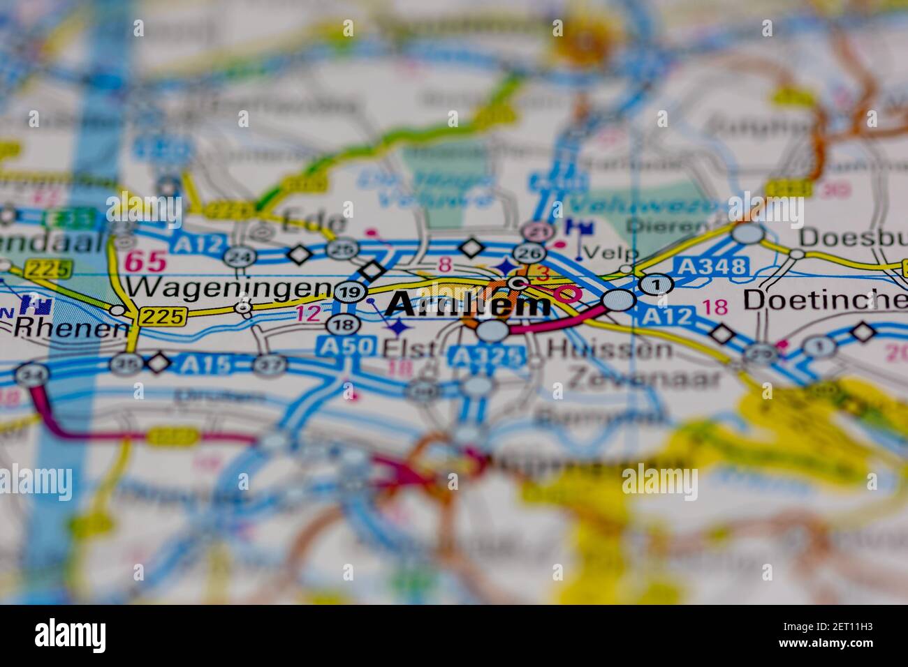 Arnhem Shown on a road map or Geography map Stock Photo - Alamy