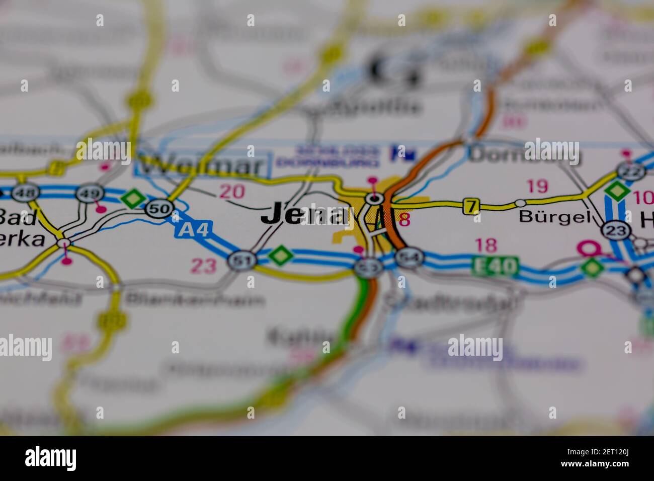 Jena Shown on a road map or Geography map Stock Photo - Alamy
