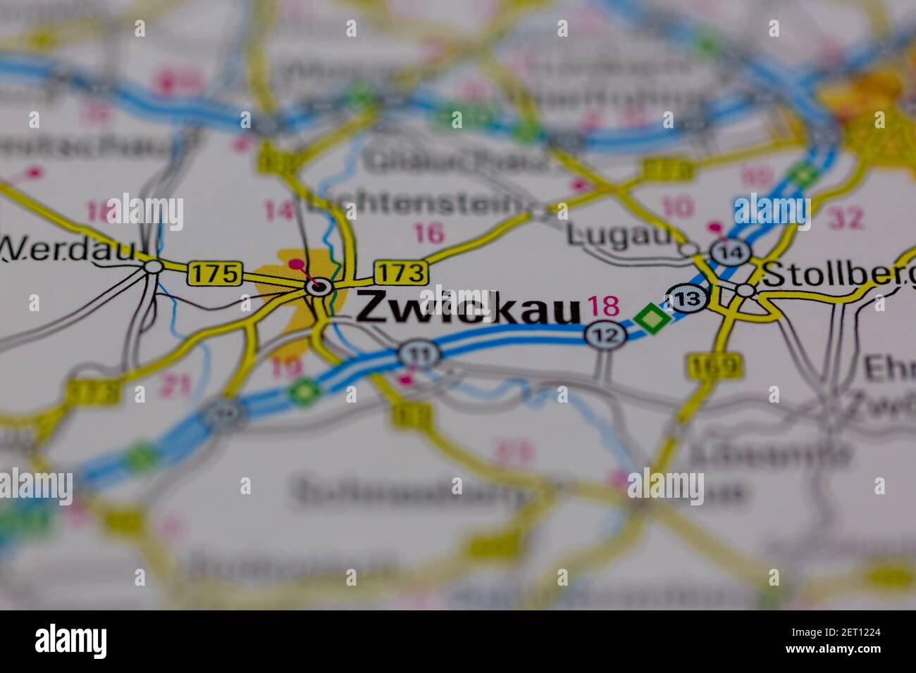 Zwickau Shown on a road map or Geography map Stock Photo - Alamy