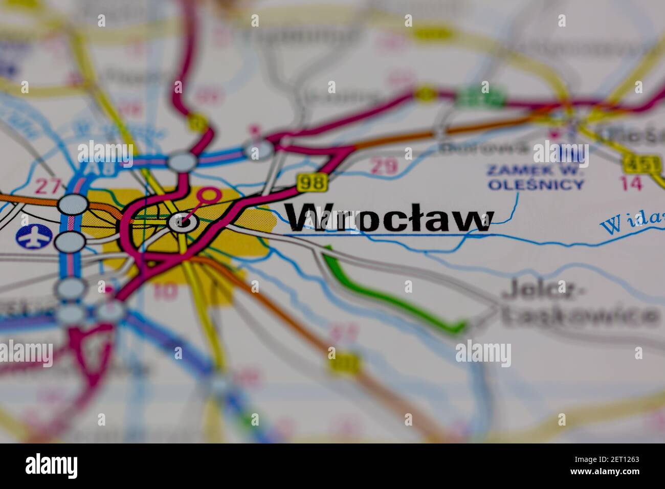 Wroclaw Shown on a road map or Geography map Stock Photo - Alamy