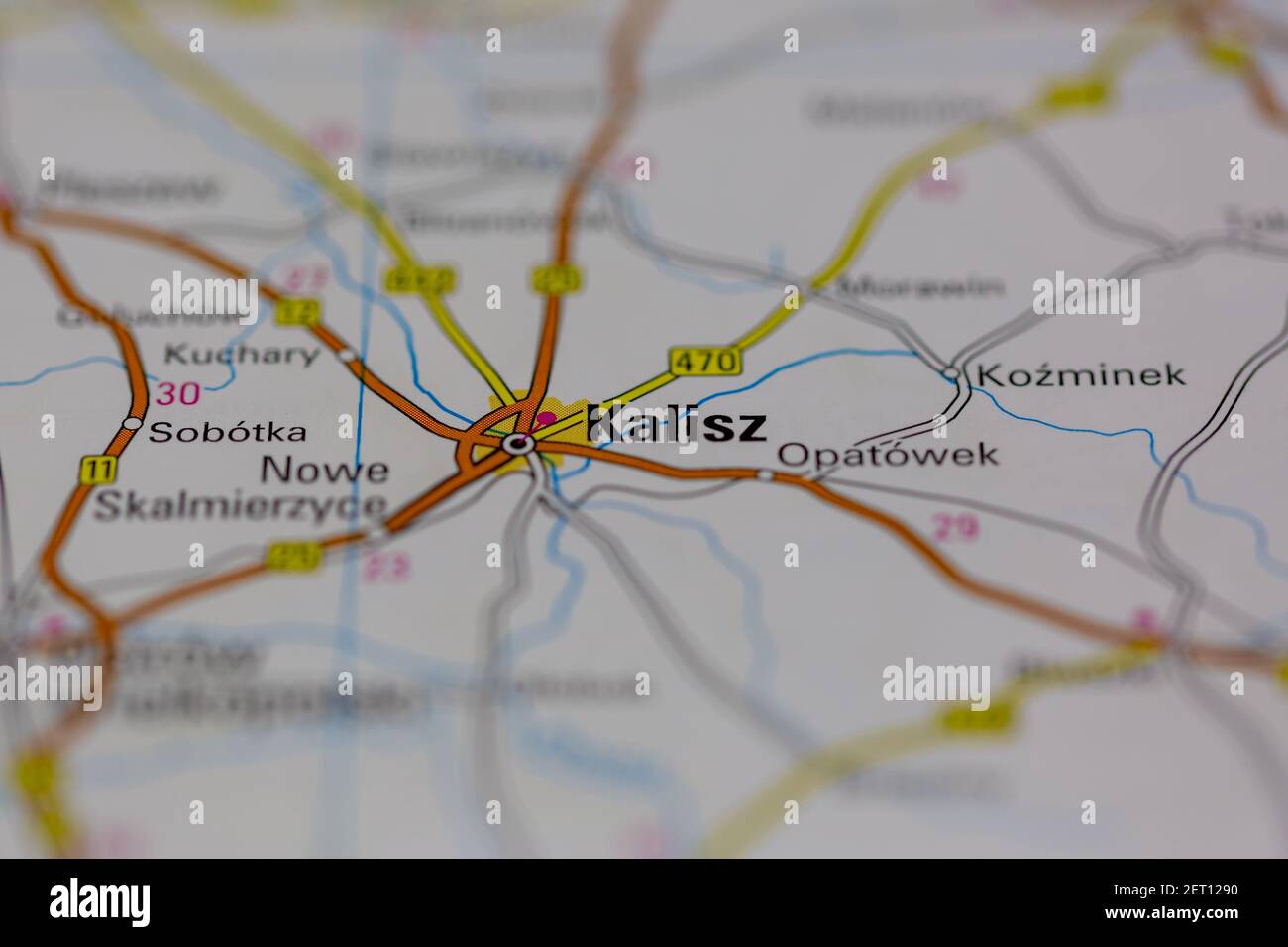 Kalisz Shown on a road map or Geography map Stock Photo - Alamy