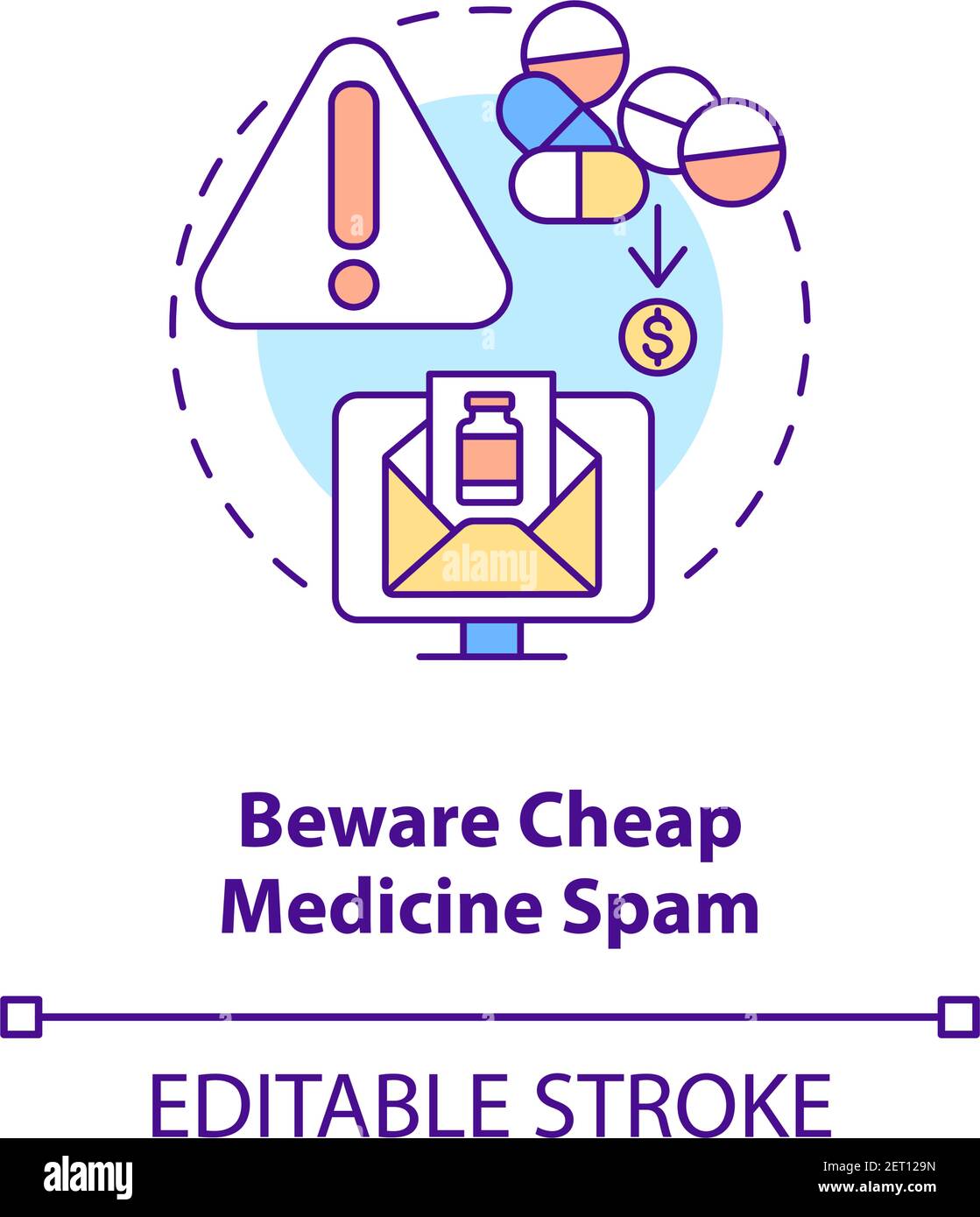 Beware cheap medicine spam concept icon Stock Vector Image & Art - Alamy