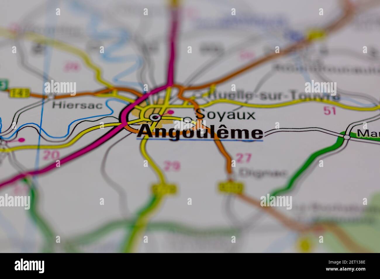 Angouleme Shown on a road map or Geography map Stock Photo - Alamy