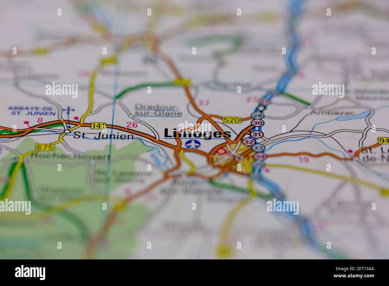 Limoges Shown on a road map or Geography map Stock Photo - Alamy