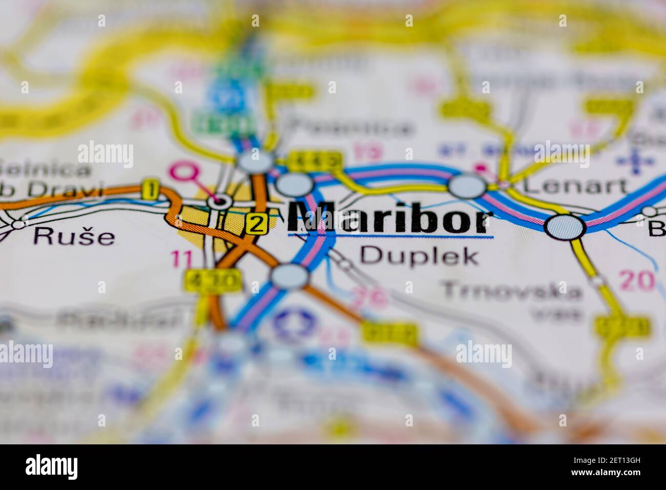 Maribor Shown on a road map or Geography map Stock Photo - Alamy