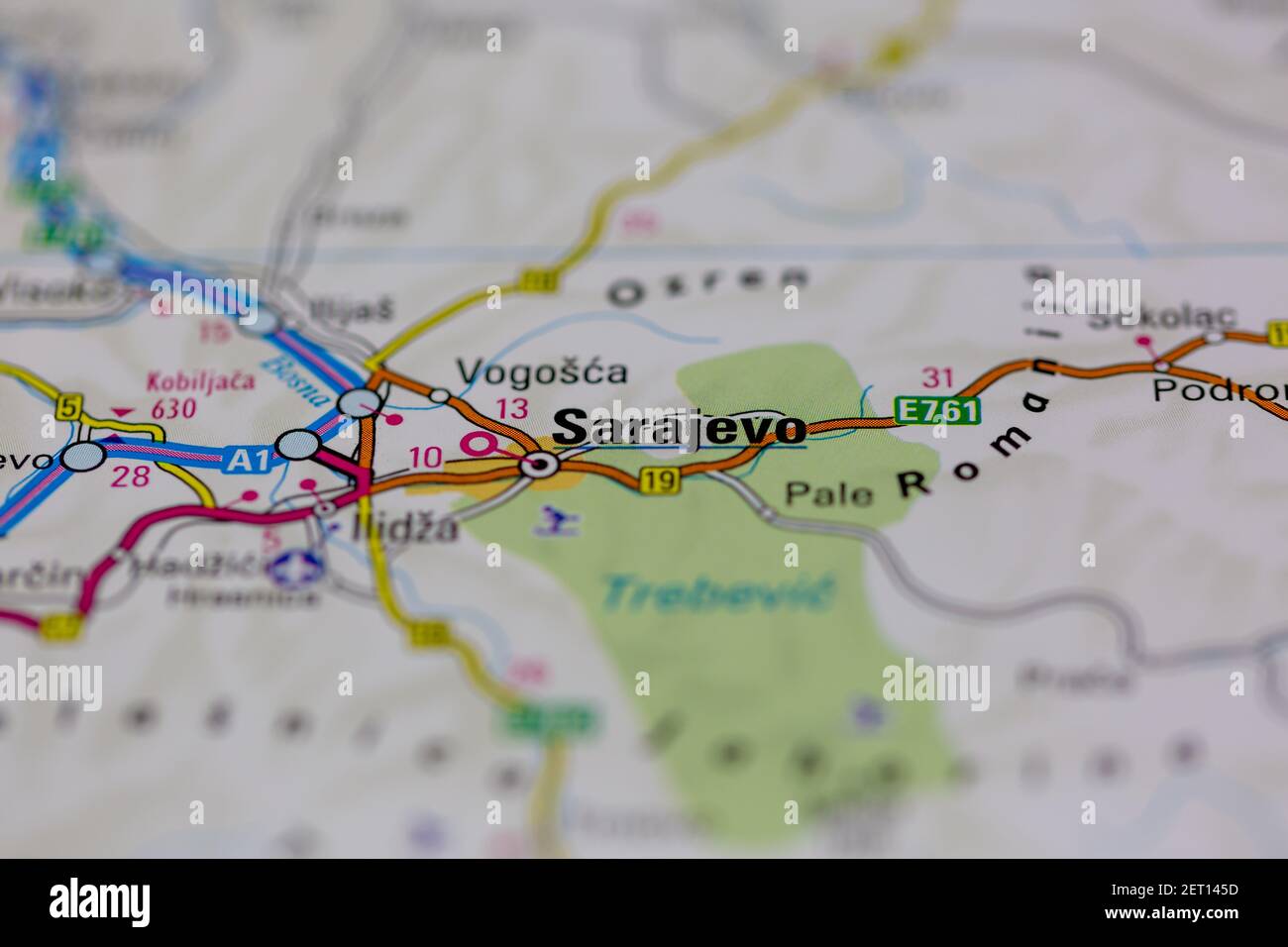 Sarajevo Shown on a road map or Geography map Stock Photo - Alamy