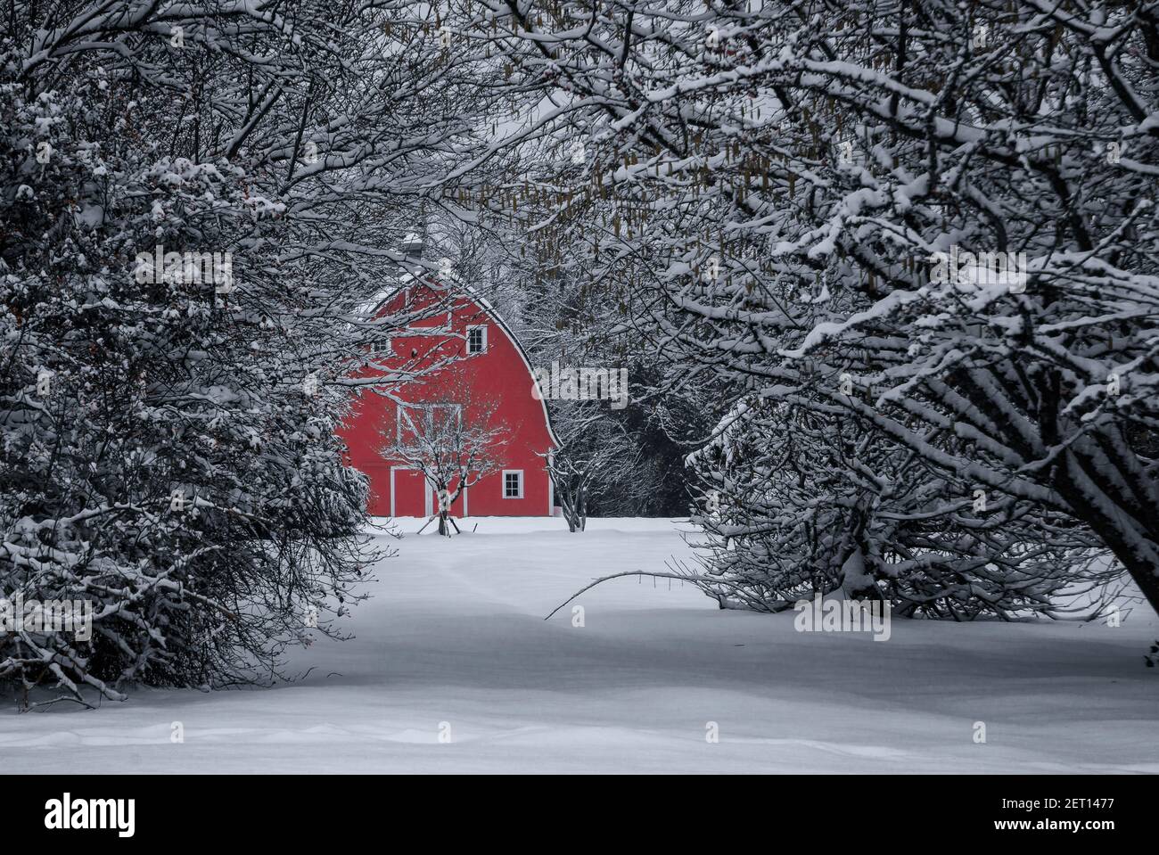 Red barn christmas hi-res stock photography and images - Alamy