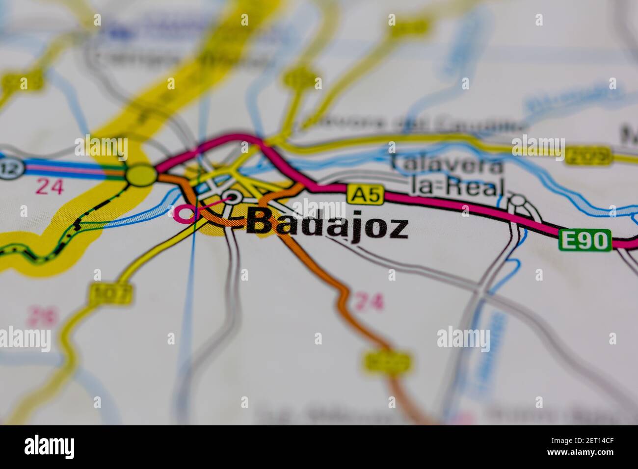 Badajoz Shown on a road map or Geography map Stock Photo - Alamy