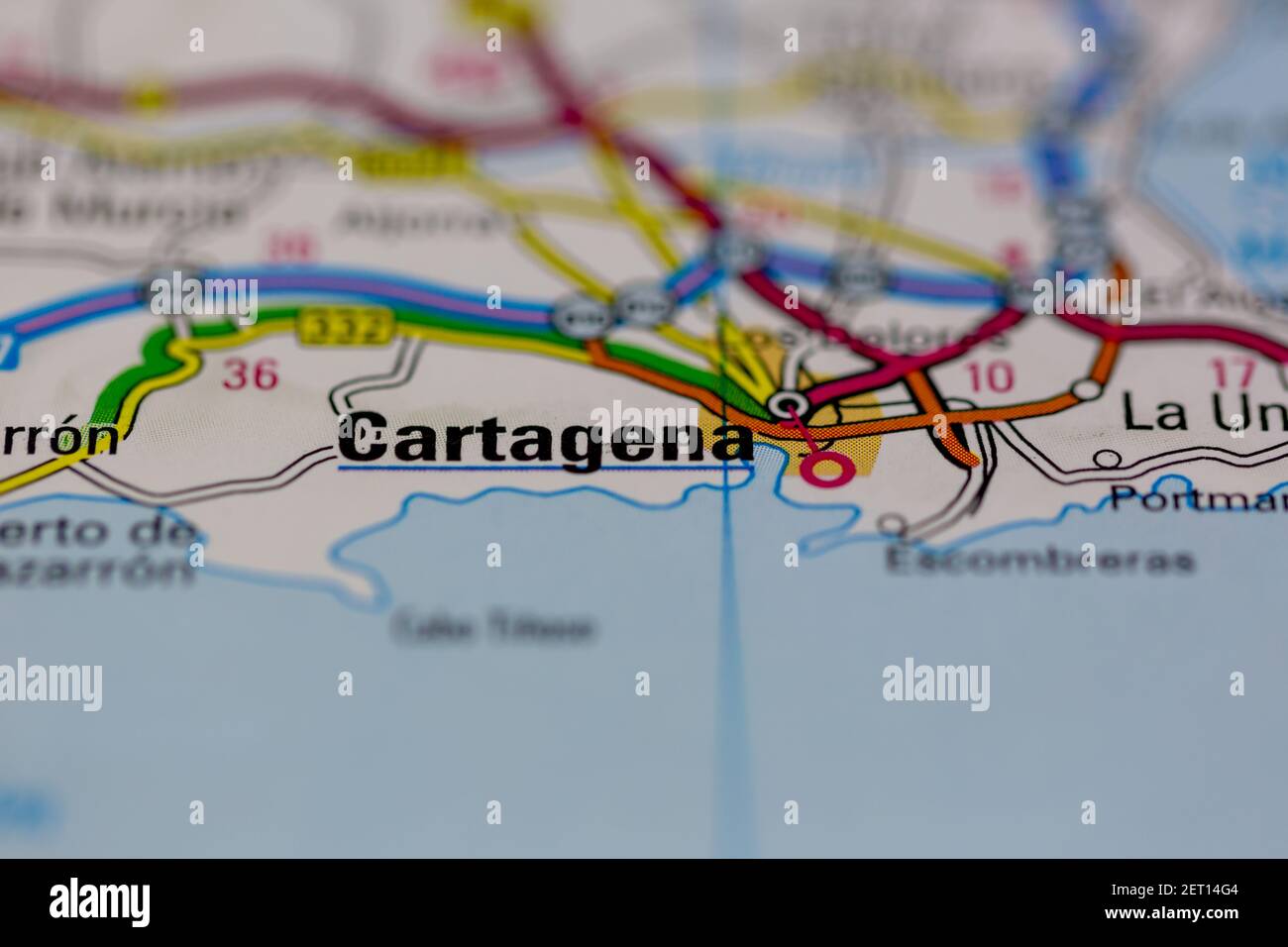Cartagena Shown on a road map or Geography map Stock Photo - Alamy