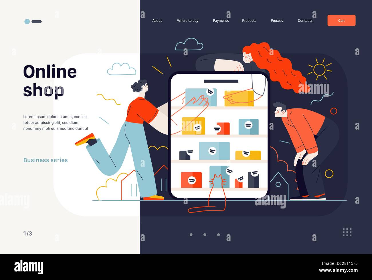 Vector Illustration Flat Header Shopping High Resolution Stock ...