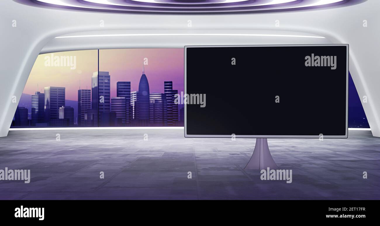 Futuristic Virtual set backdrop with screen. Ideal for tv shows ...