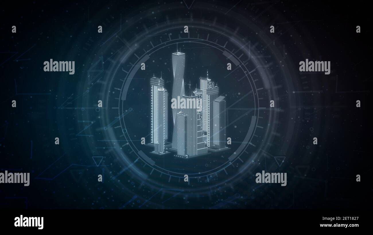 mesh city district 3d renders, cg 3d illustration of industry Stock ...