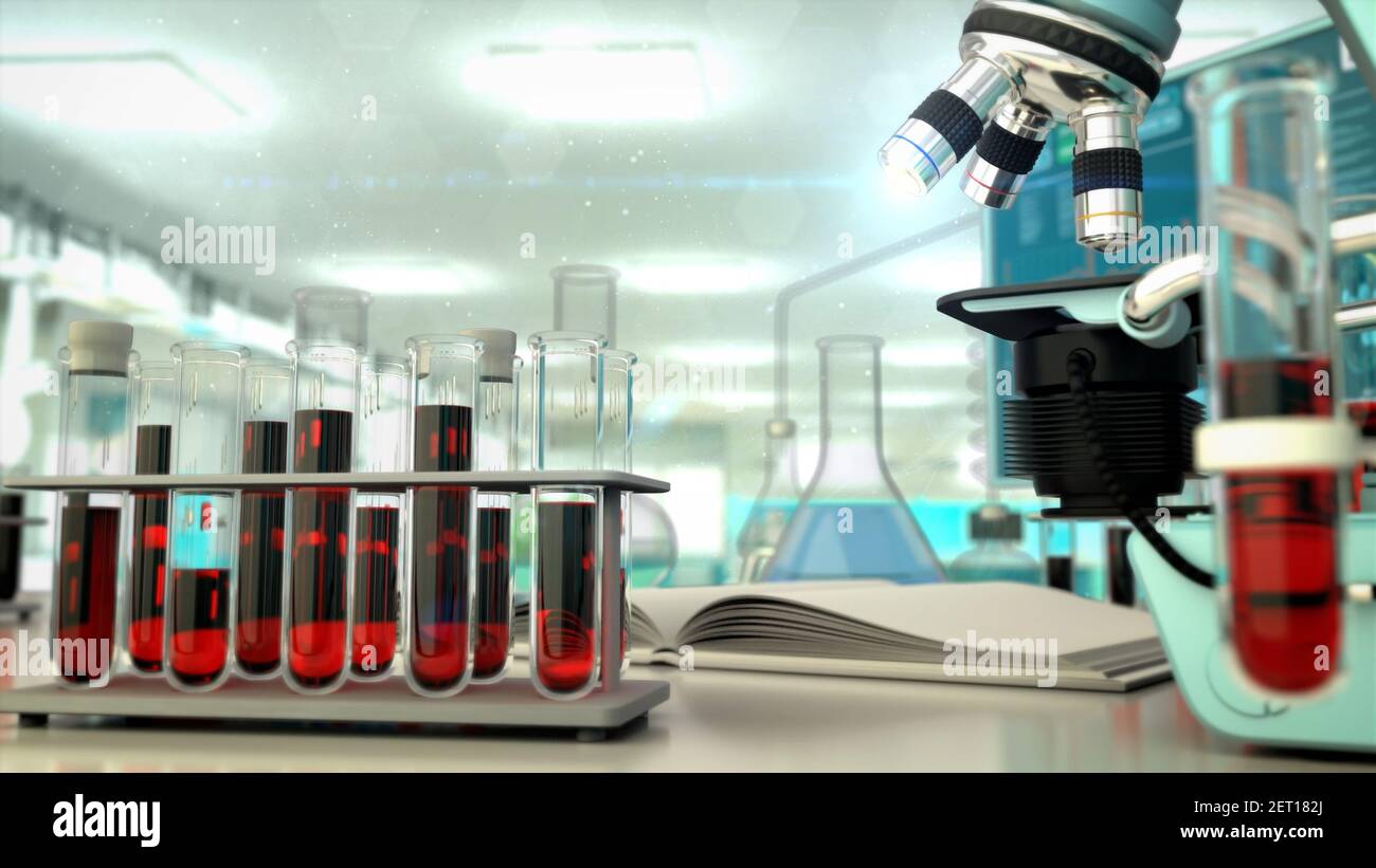 laboratory blood analysis background, cg medical 3D illustration Stock ...
