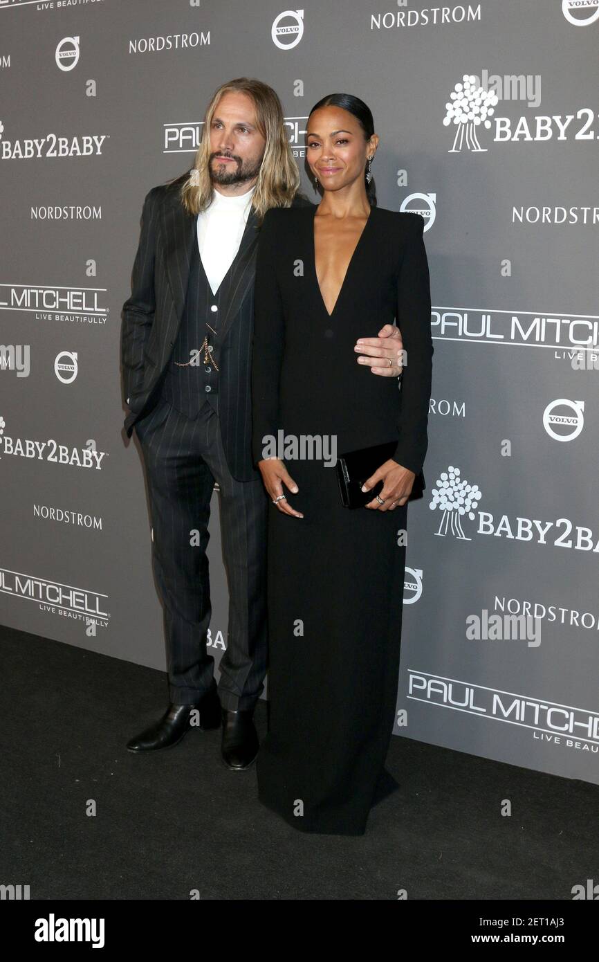 LOS ANGELES - NOV 10: Marco Perego, Zoe Saldana at the 2018 Baby2Baby ...
