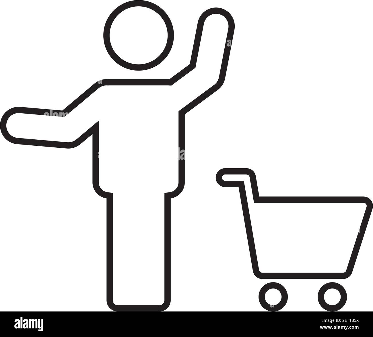 Shopping cart icon vector male person outline symbol in a flat color ...
