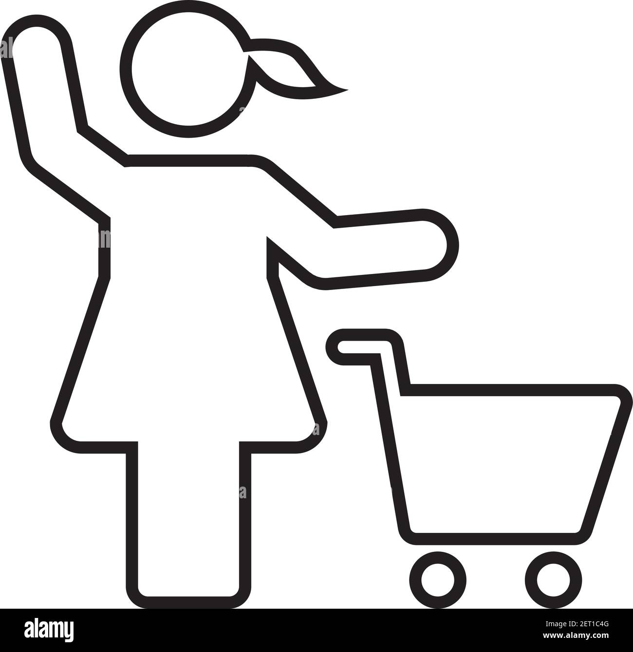 Cart icon vector female person shopping outline symbol in a flat color ...