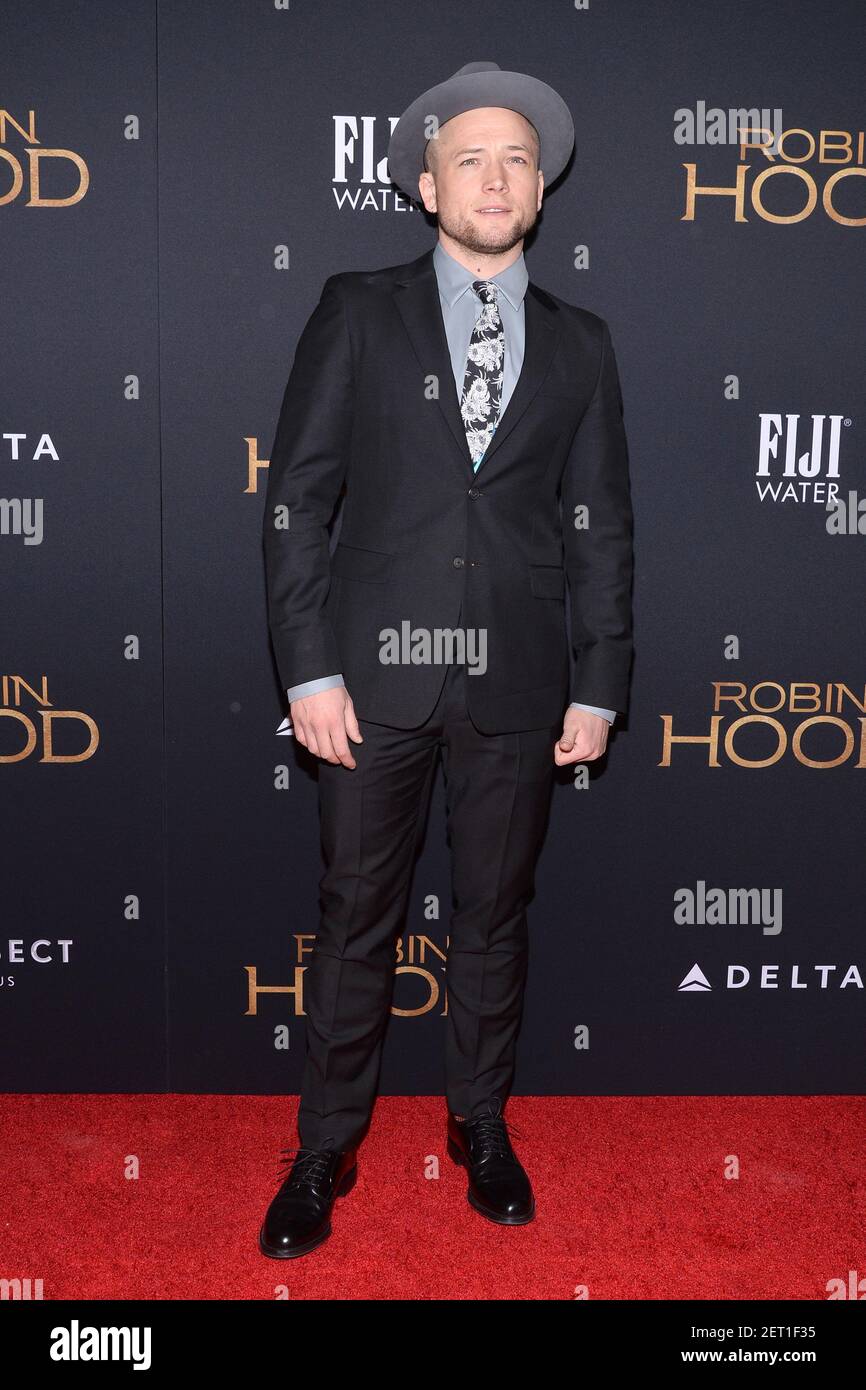 Actor Taron Egerton attends the 'Robin Hood' New York screening at AMC ...