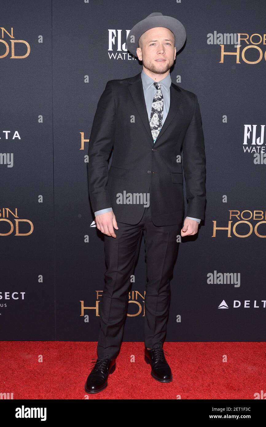 Actor Taron Egerton attends the 'Robin Hood' New York screening at AMC ...