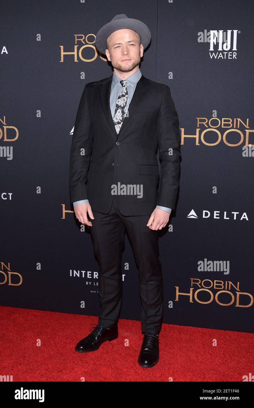 Actor Taron Egerton attends the 'Robin Hood' New York screening at AMC ...