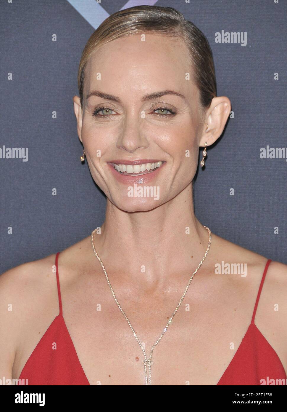 Amber Valletta arrives at the 2018 E! People's Choice Awards held at the Barker Hangar in Santa ...