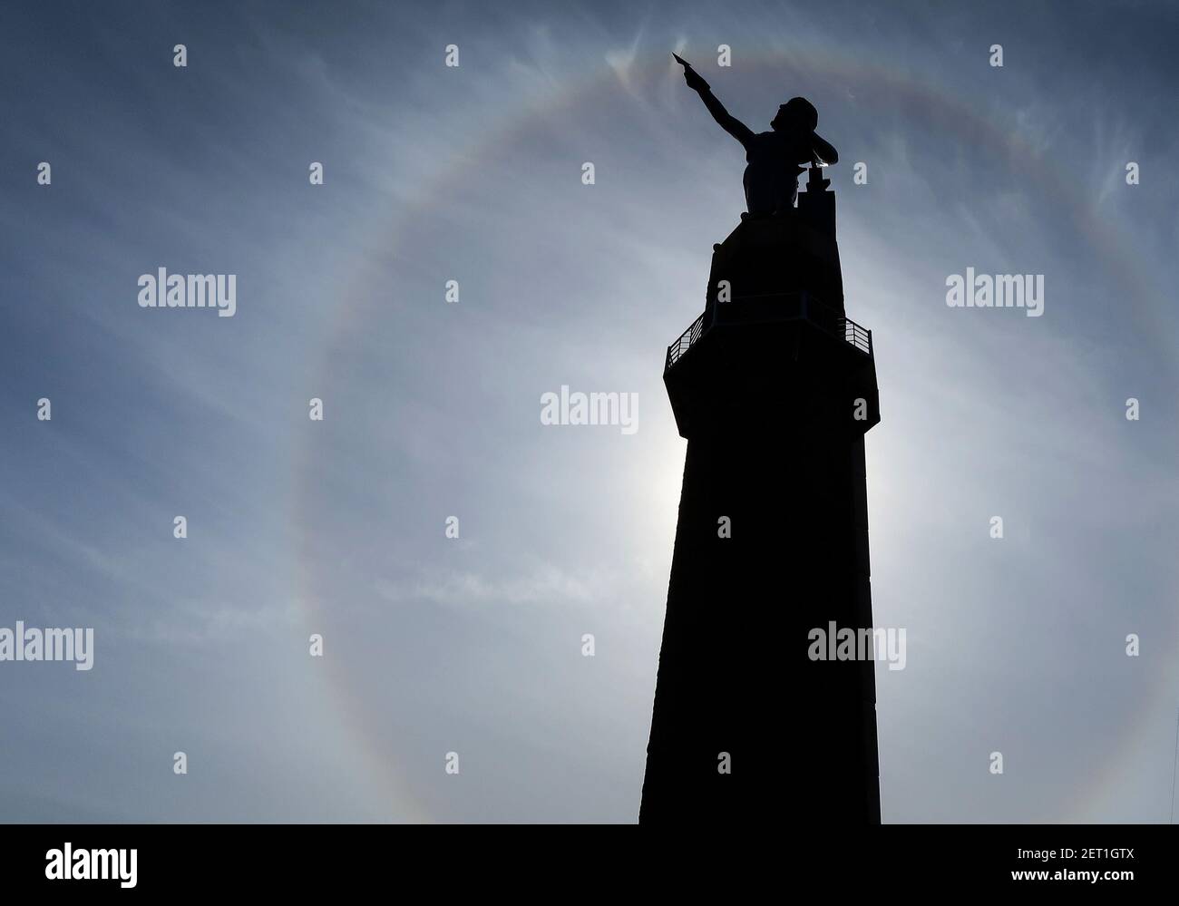 A statue of Vulcan, the Roman god of fire and forge, stands as a symbol ...