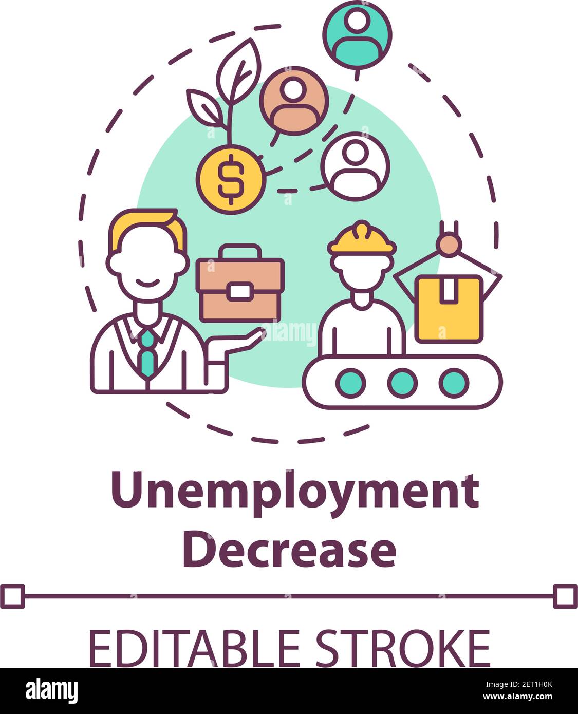 Unemployment decrease concept icon Stock Vector Image & Art - Alamy