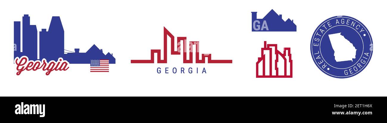 Georgia real estate agency. US realty emblem icon set. Flat vector ...