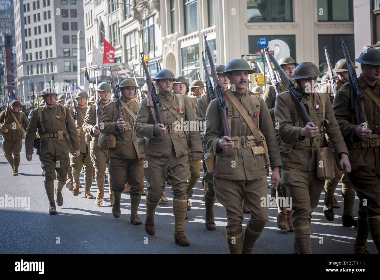 Members of the reenactment group, the East Coast Doughboys, on Fifth ...