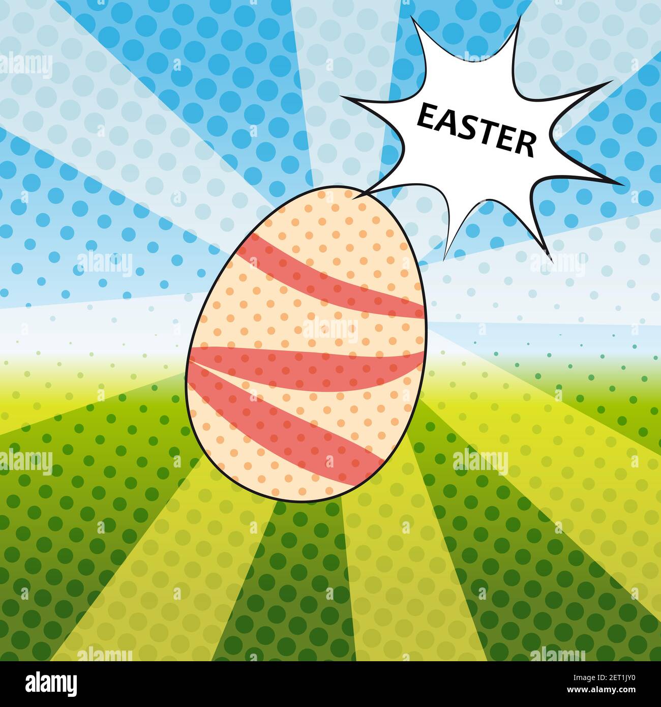 Happy Easter Pop Art Vector Illustration. with easter eggs Stock Vector ...