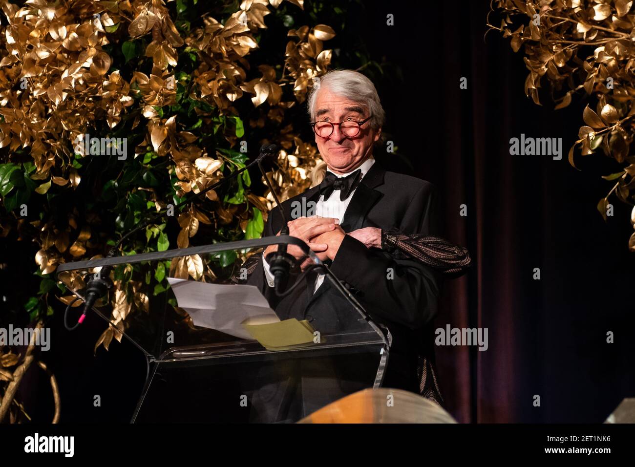 Sam Waterston is seen with Jane Fonda hugging him from behind during ...