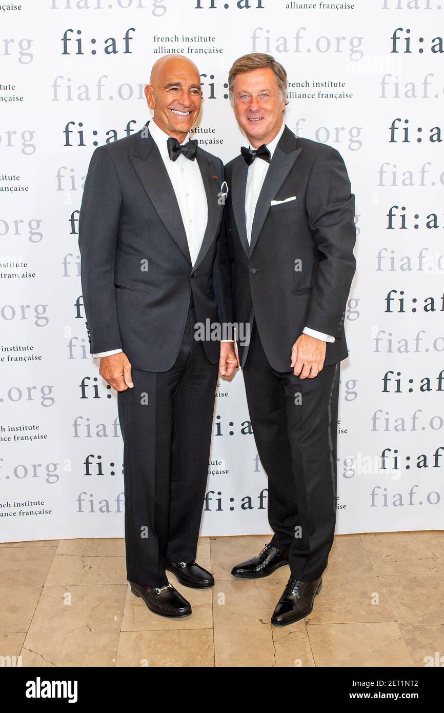 Sébastien Bazin (R) and Thomas Barrack (L) are seen during arrivals at ...