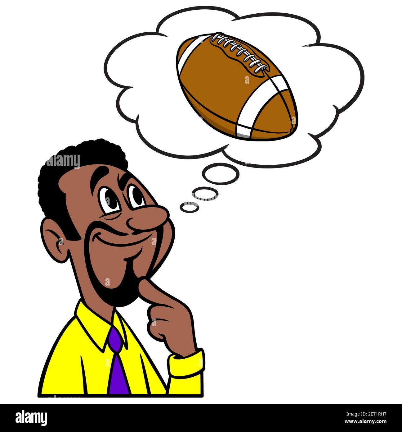 Man thinking about Football - A cartoon illustration of a man thinking ...