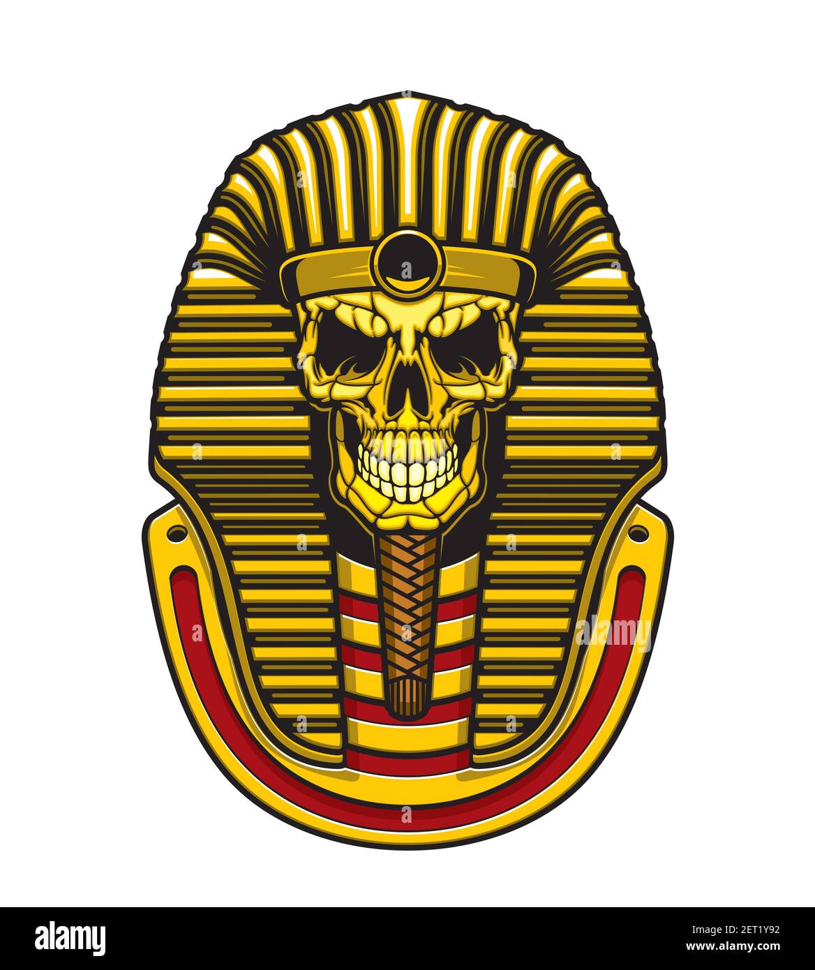 Egyptian pharaoh skull vector design with gold mask of Ancient Egypt ...
