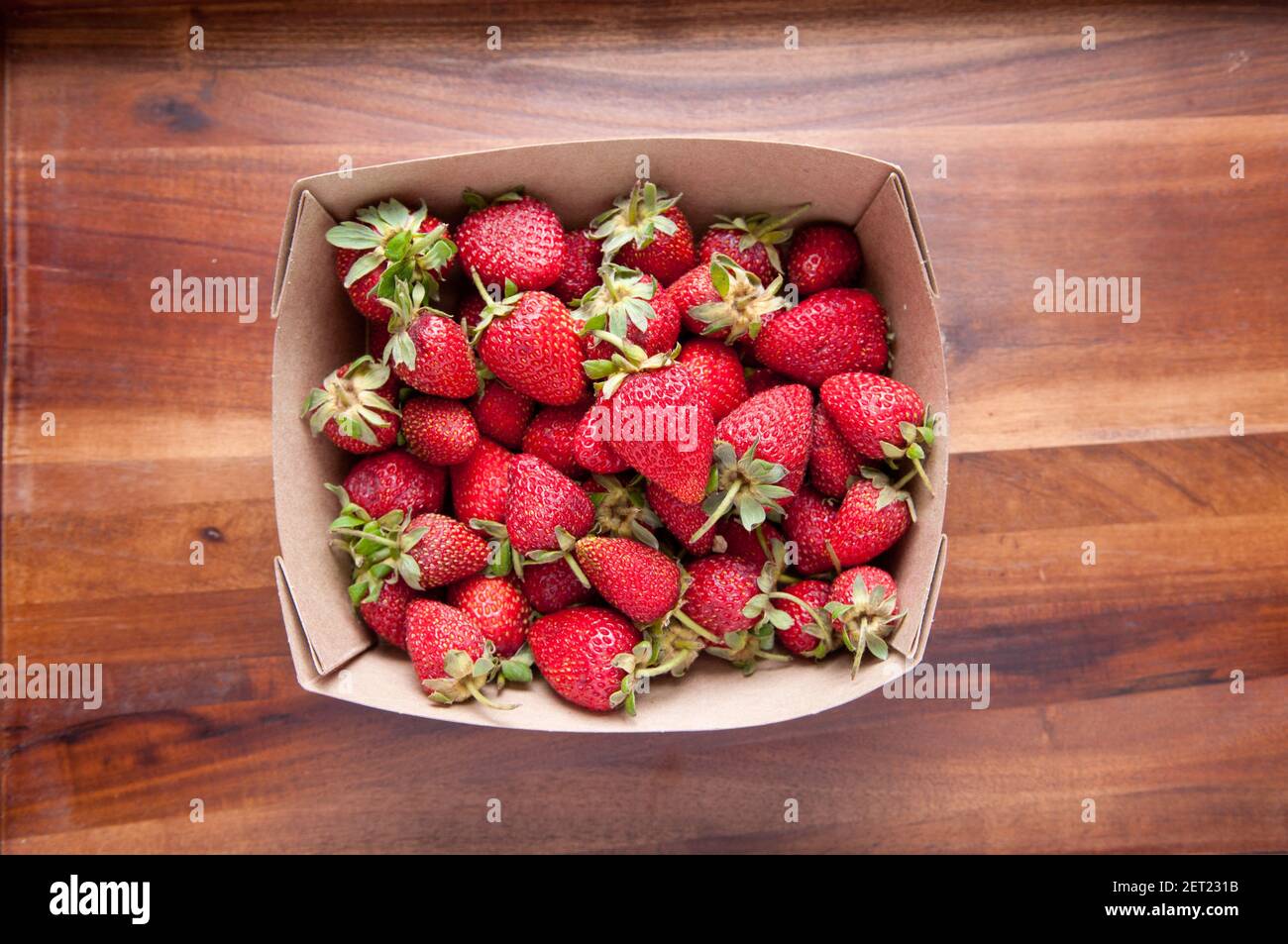 organic fresh picked local strawberries in take away boxes Stock Photo ...