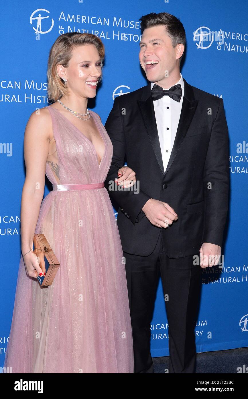 (L-R) Actress Scarlett Johansson and comedian Colin Jost attend the ...