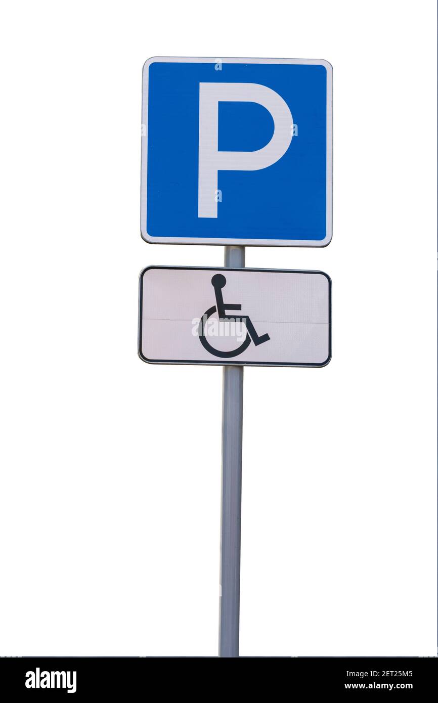 road sign parking for the disabled. isolate on a white background Stock ...