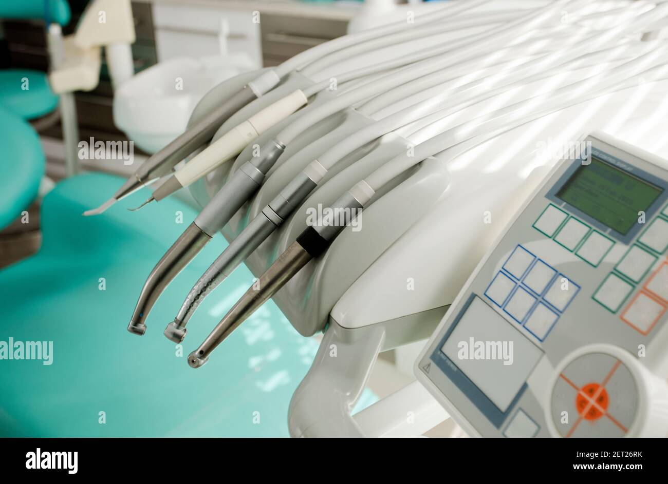 Surgical material, detail plan, dental hospital background Stock Photo ...
