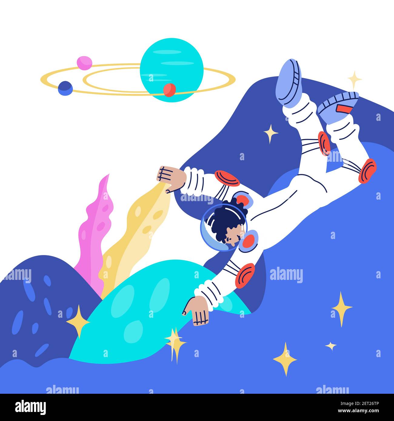 Square banner or poster background for Cosmonautics day with astronaut ...