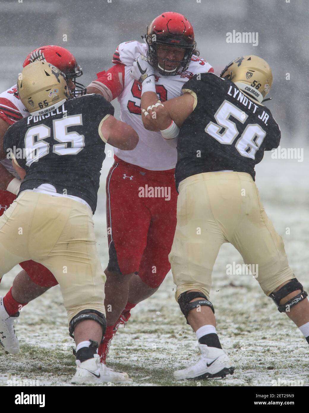 November 17, 2018: Utah defensive lineman Leki Fotu battles Colorado's ...