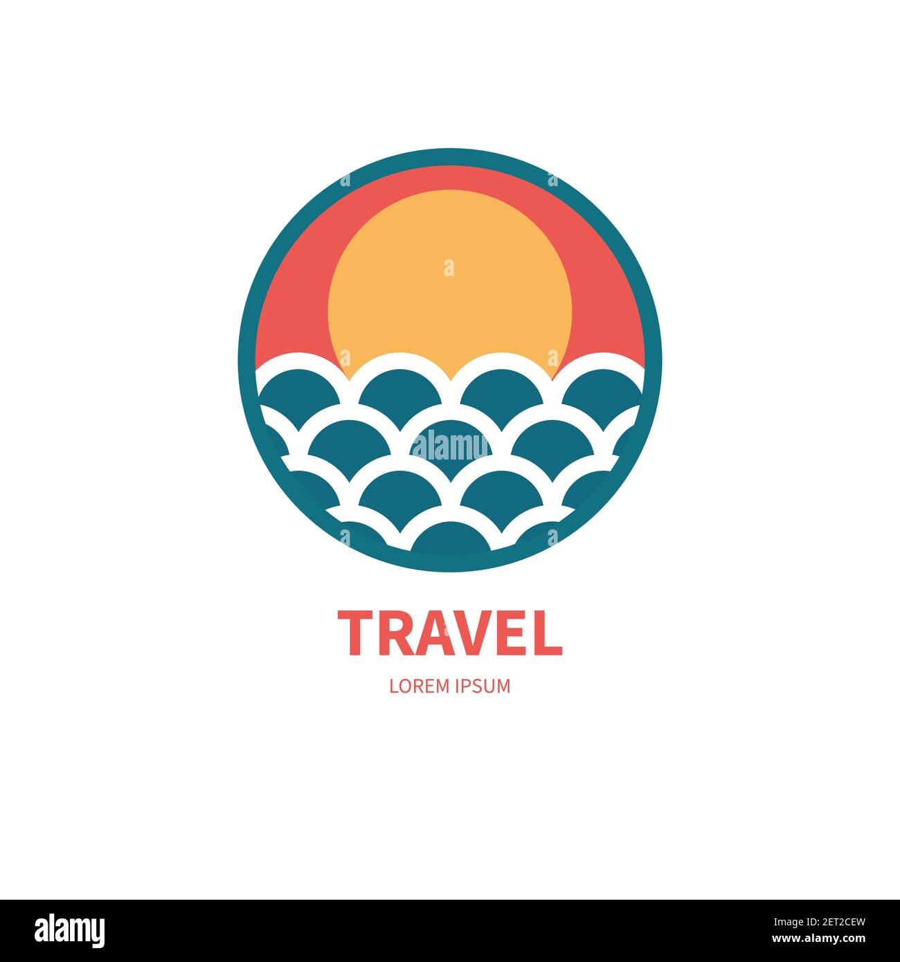 Logo for resort, hotel, travel agency, spa with sun and sea. Geometric ...