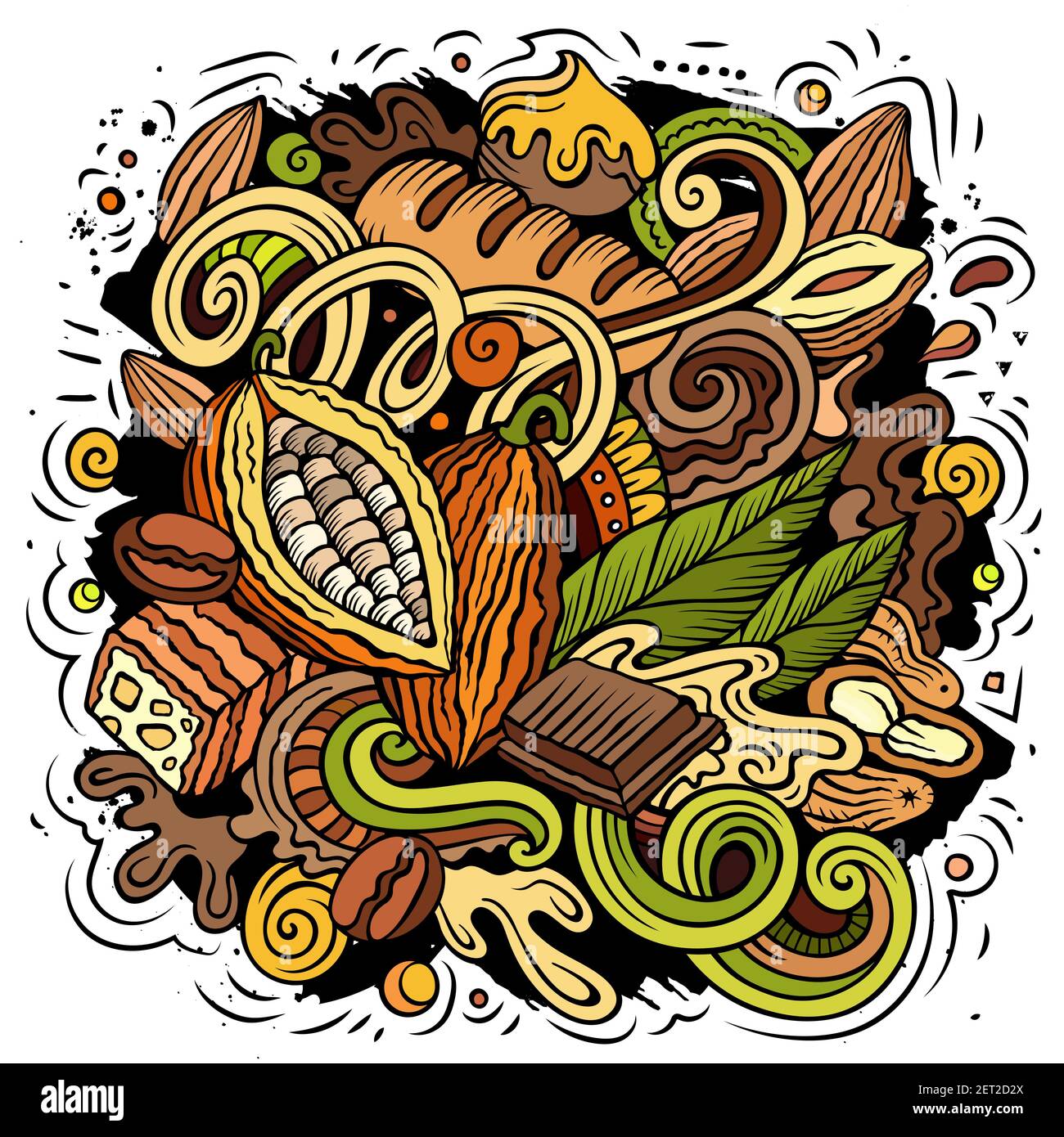 Chocolate hand drawn vector doodles illustration. Choco poster design ...