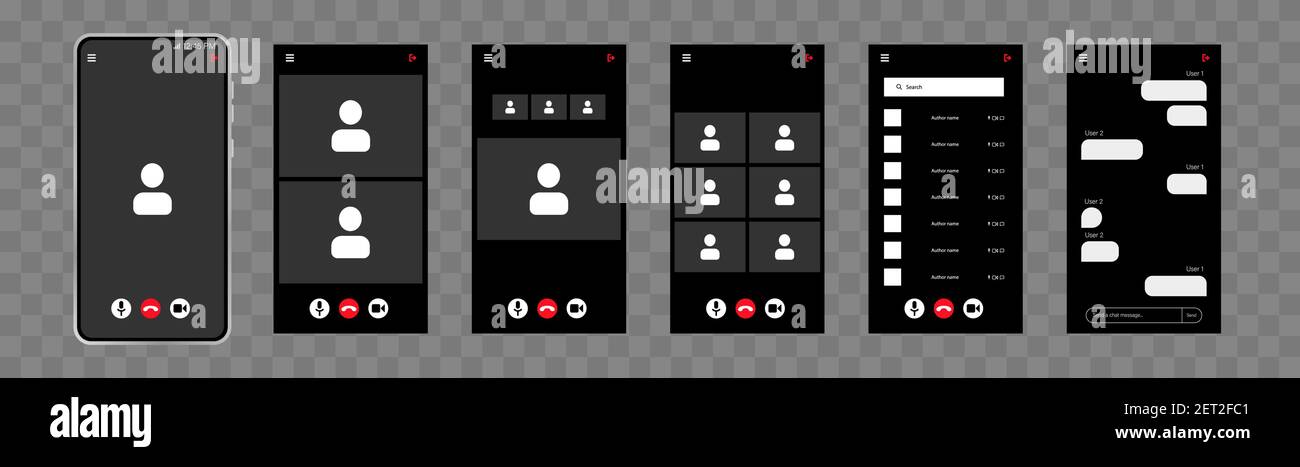 Group video meeting UI, video conference calls window overlay Stock ...