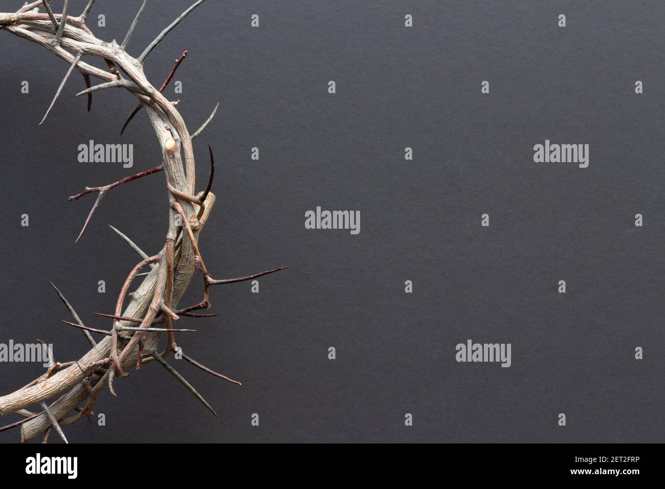 half crown of thorns border or frame on black background with copy ...
